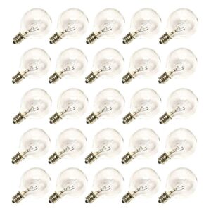 sunsgne clear globe g40 bulbs replacement screw base light bulbs 1.5-inch, 5 watt - fits e12 and c7 sockets, 25 pack