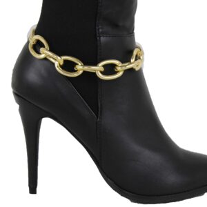 TrendyFashionJewelry Women Boot Bracelet Gold Metal Thick Chain Chunky Link Shoe Charm Strap Band Hip Hop