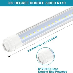 JESLED 360 Degree T8 T10 T12 5ft 36w R17D/HO Base, led Outdoor Tubes for Double Sided Signs 6000K Cool White Clear Cover (4-Pack)