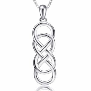 apotie celtic infinity necklace for women - 925 sterling silver cz infinite pendant eternal jewelry gifts for girlfriend wife (silver)