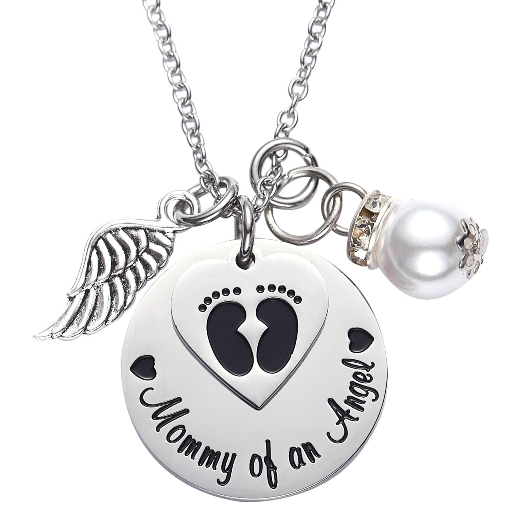 LParkin Miscarriage Gifts For Mothers Memorial Necklace For Mommy of an Angel Sympathy Wing Gift