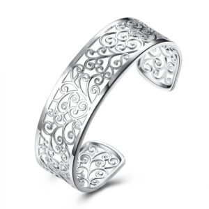 kacon sterling silver bangle bracelet, fashion simple open bangles cuff bracelets for women