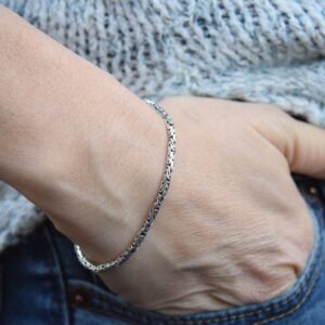 Blusilver 925 Sterling Silver Bizantine Chain Bracelet Handmade in Bali 2.0 mm (7.0 Inches)