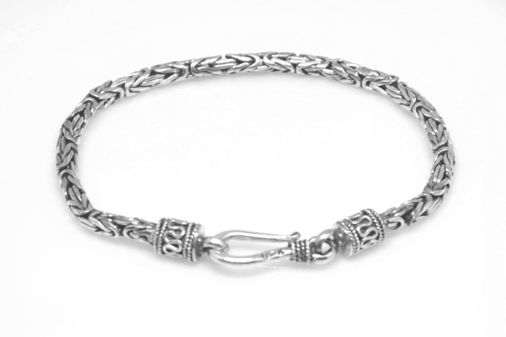 Blusilver 925 Sterling Silver Bizantine Chain Bracelet Handmade in Bali 2.0 mm (7.0 Inches)