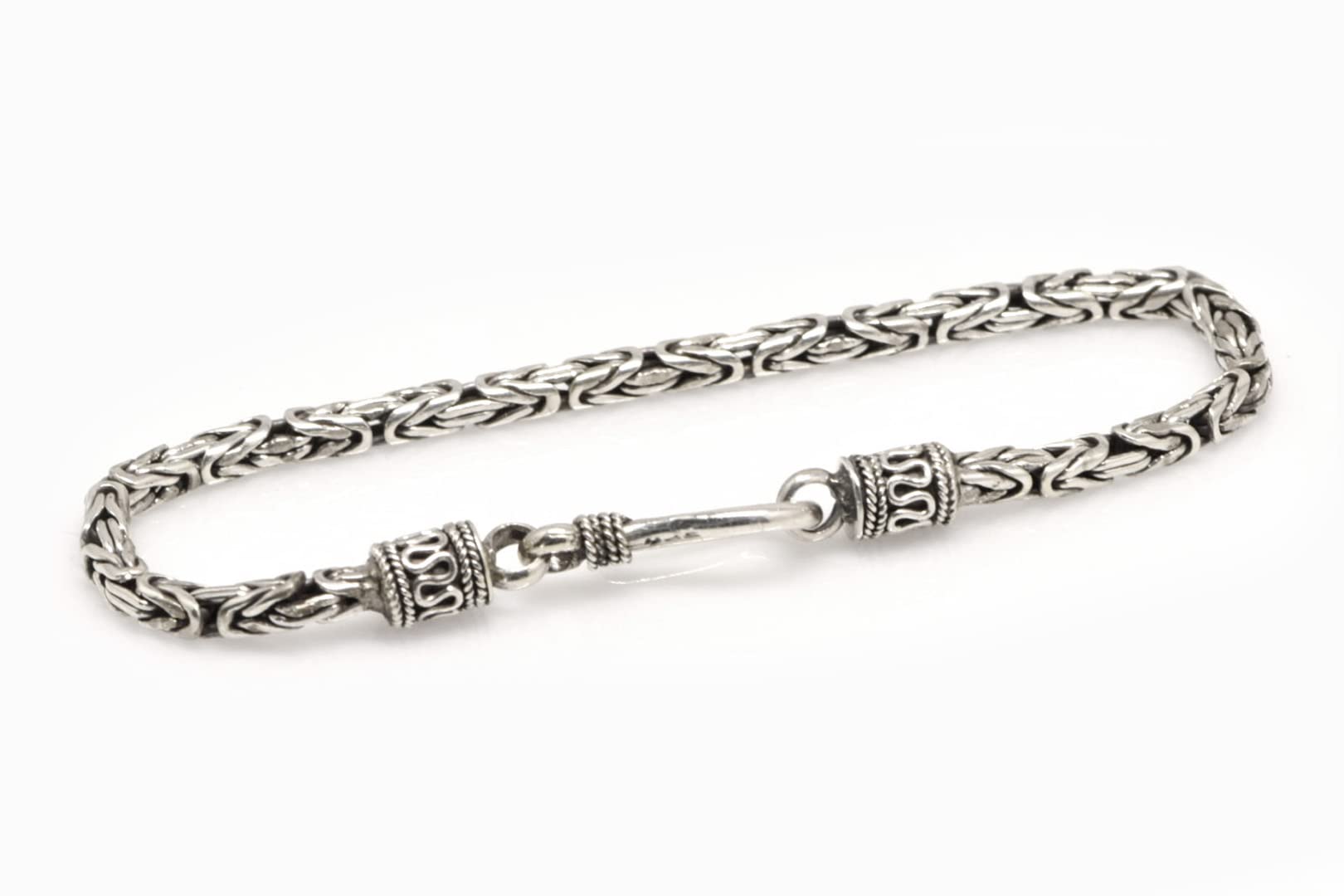 Blusilver 925 Sterling Silver Bizantine Chain Bracelet Handmade in Bali 2.0 mm (7.0 Inches)