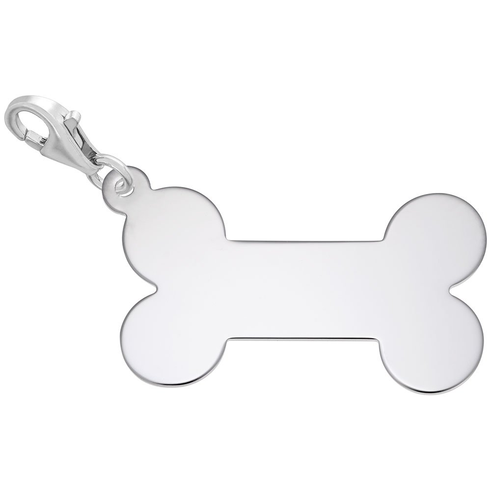 Sterling Silver Dog Bone Charm with Lobster Claw Clasp, Charms for Bracelets and Necklaces