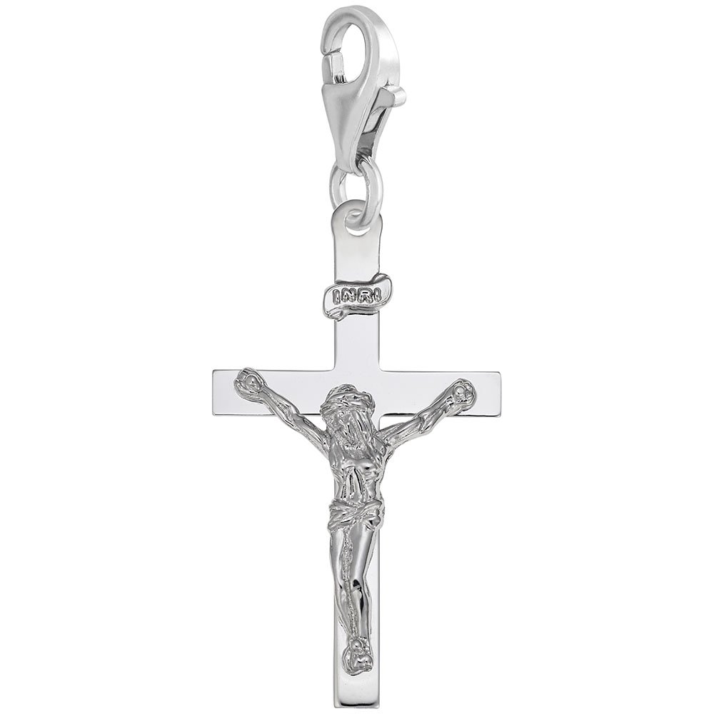 Sterling Silver Cross Charm with Lobster Claw Clasp, Charms for Bracelets and Necklaces