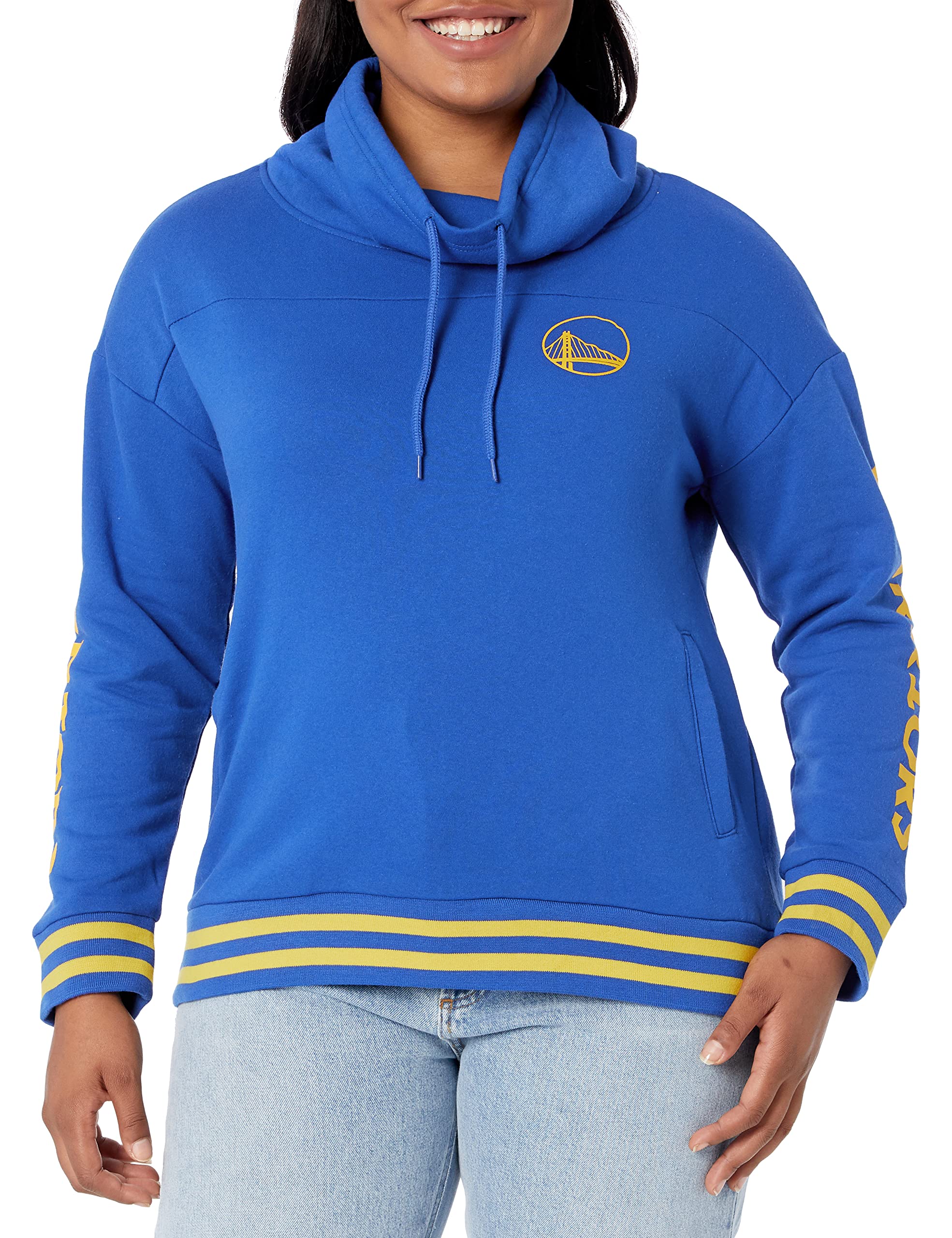 Ultra Game NBA Golden State Warriors Womens Quarter Zip Fleece Pullover Sweatshirt with Zipper, Team Color, Large