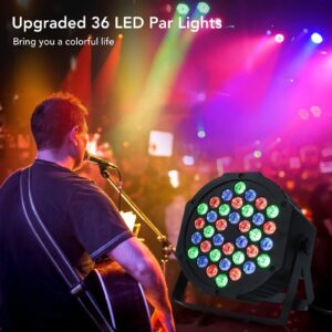 Litake 36 LED Stage Lights RGB DJ LED Par Light Remote & DMX Controlled Sound Activated Auto Play Uplighting for Wedding Birthday Christmas Holiday Music Show Dance Party Stage Lighting-4 Pack