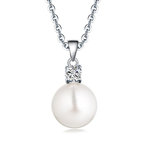 JO WISDOM 925 Sterling Silver Freshwater Cultured Pearl Pendant Necklace Jewelry for Women