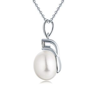 JO WISDOM 925 Sterling Silver Freshwater Cultured Pearl Pendant Necklace Jewelry for Women