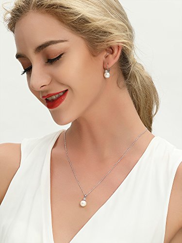 JO WISDOM 925 Sterling Silver Freshwater Cultured Pearl Pendant Necklace Jewelry for Women