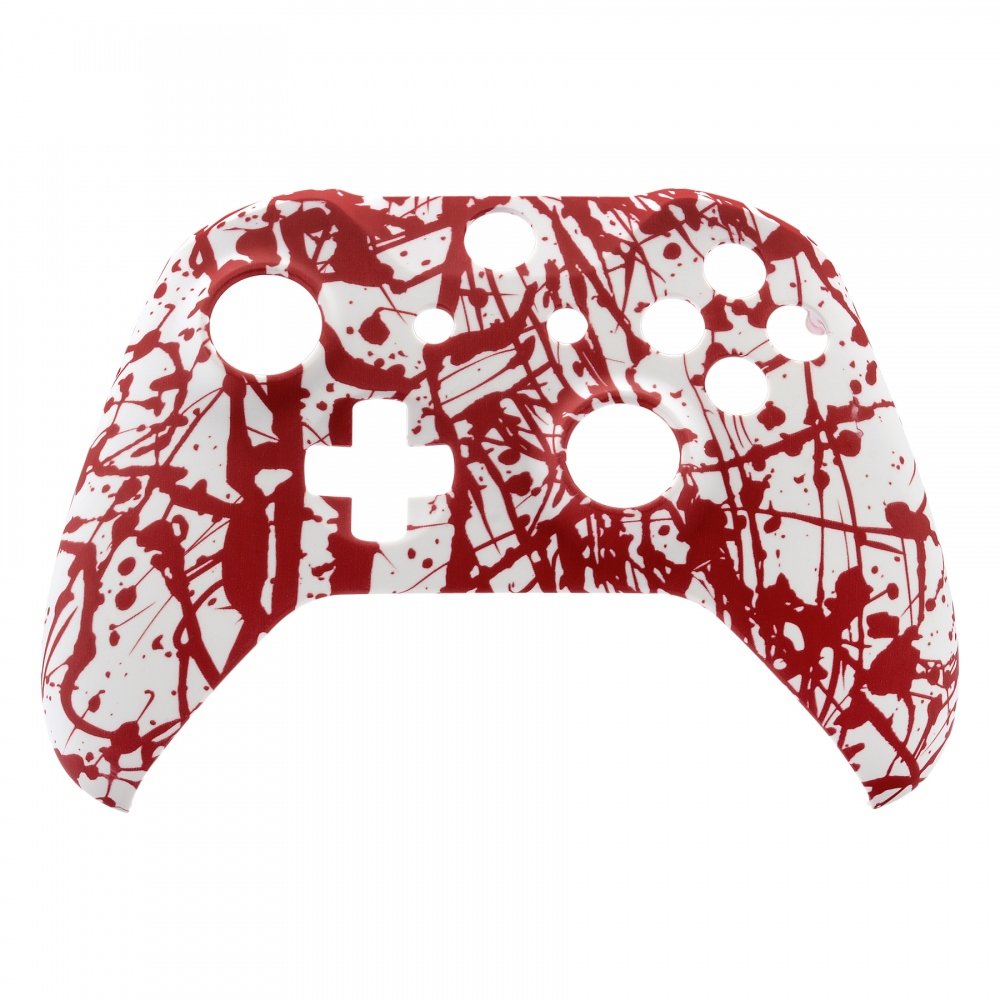 eXtremeRate Blood Spatter Faceplate Cover, Soft Touch Front Housing Shell Case, Comfortable Soft Grip Replacement Kit for Xbox One X S Controller - Controller NOT Included