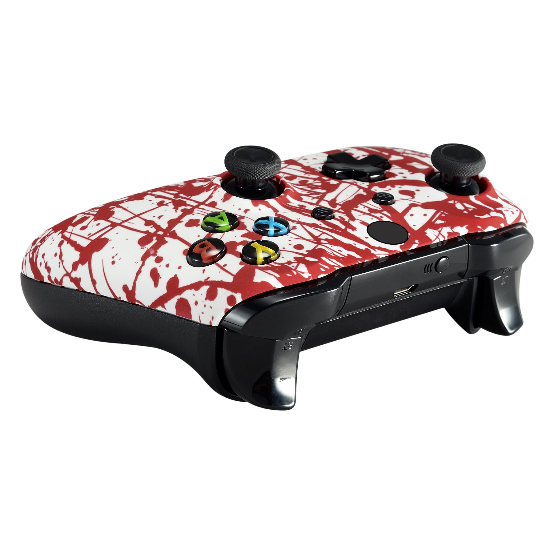 eXtremeRate Blood Spatter Faceplate Cover, Soft Touch Front Housing Shell Case, Comfortable Soft Grip Replacement Kit for Xbox One X S Controller - Controller NOT Included