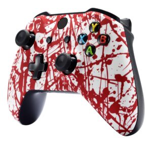 eXtremeRate Blood Spatter Faceplate Cover, Soft Touch Front Housing Shell Case, Comfortable Soft Grip Replacement Kit for Xbox One X S Controller - Controller NOT Included