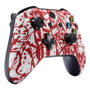 eXtremeRate Blood Spatter Faceplate Cover, Soft Touch Front Housing Shell Case, Comfortable Soft Grip Replacement Kit for Xbox One X S Controller - Controller NOT Included