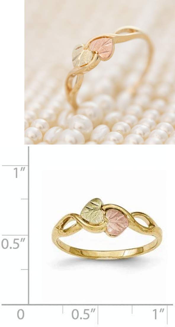 10k Yellow Gold Two Hearts Infinity Ring, 12k Green and Rose Black Hills Gold Size 4