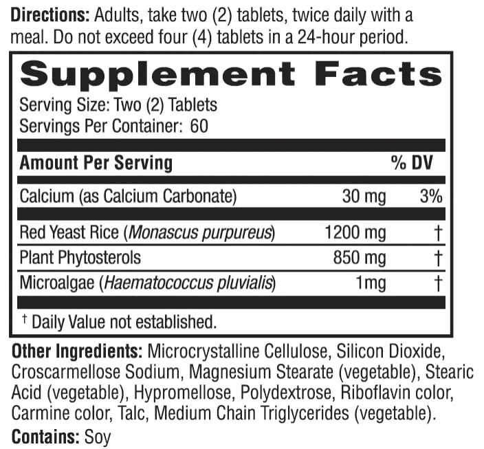 Weider Red Yeast Rice Plus 1200mg - With 850mg of Natural Phytosterols- Gluten FREE - One Month Supply