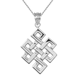 fine sterling silver japanese endless knot pendant necklace, 22"