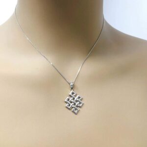 Fine Sterling Silver Japanese Endless Knot Pendant Necklace, 22"