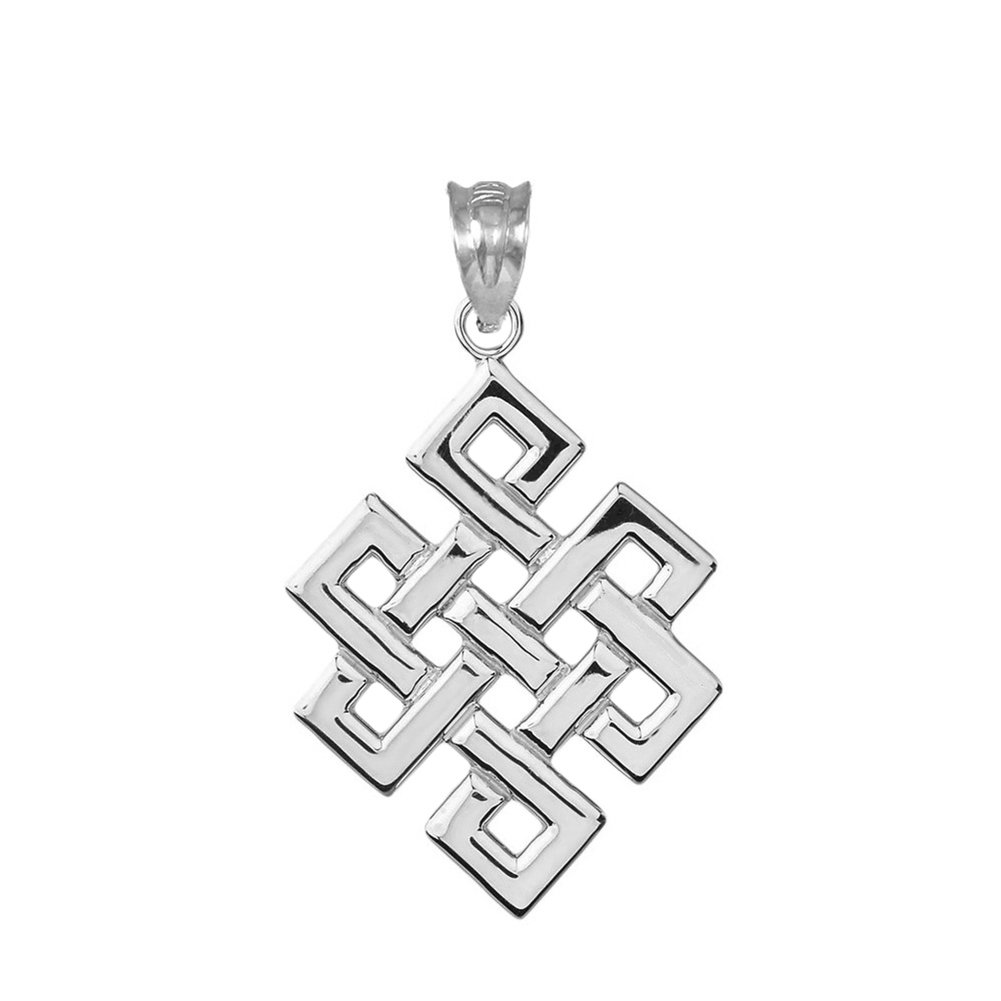 Fine Sterling Silver Japanese Endless Knot Pendant Necklace, 22"