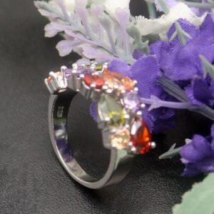 Silver Angel Multicolor Ring Cubic Zirconia Mother's Day Jewelry for Mom Her Band Ring for women (7)