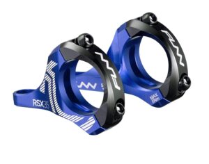 funn rsx mountain bike direct mount bike stem with 35mm bar clamp, 2 pieces lightweight split design for dual crown forks, adjustable extension 45-50mm with 20mm rise (blue)