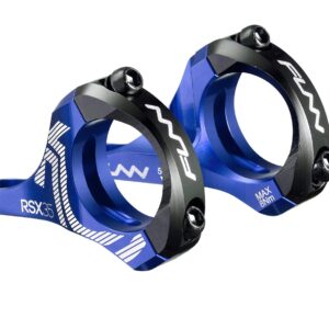 Funn RSX Mountain Bike Direct Mount Bike Stem with 35mm Bar Clamp, 2 Pieces Lightweight Split Design for Dual Crown Forks, Adjustable Extension 45-50mm with 20mm Rise (Blue)