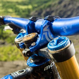 Funn RSX Mountain Bike Direct Mount Bike Stem with 35mm Bar Clamp, 2 Pieces Lightweight Split Design for Dual Crown Forks, Adjustable Extension 45-50mm with 20mm Rise (Blue)