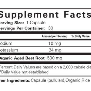 Think Remedy Aged Beet Root Capsules - Beet Pills for Stamina - Organic Beet Root Powder - Nitric Oxide Supplement - Nitrate No Sugar - 30 Capsules - Beet Root Supplement - Super