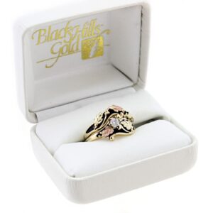 10k Yellow Gold Antiqued Diamond Black Hills Gold Engagement Wedding Ring Set Size 10