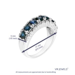 Vir Jewels 0.70 cttw Blue Sapphire and Diamond Ring .925 Sterling Silver Rhodium Princess Size 6