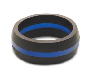 qalo men's rubber silicone ring, classic thin line rubber wedding band, breathable, durable rubber wedding ring for men, 8.5mm wide 2.5mm thick, blue, size 13