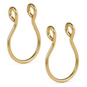 ruifan 2pcs 316l surgical steel tribal fake faux clip on septum nose hoop ring body jewelry piercing unisex 20 gauge 5/16"(8mm) - gold