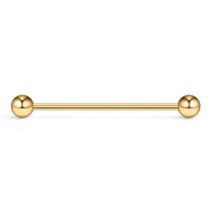 ruifan 1pc 14 gauge short industrial barbell cartilage earring body piercing jewelry 1 1/4 inch(32mm) - gold