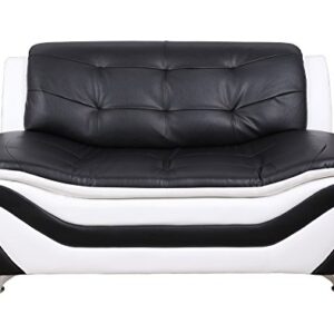 Beverly Fine Furniture 3 Piece Aldo Modern Sofa Set, Black/White