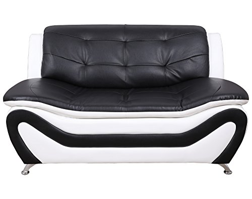 Beverly Fine Furniture 3 Piece Aldo Modern Sofa Set, Black/White