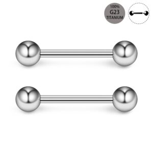 Ruifan Grade 23 Titanium Internally Threaded Nipple Shield Barbell Ring Bar Body Piercing 14G 1/2Inch 2PCS