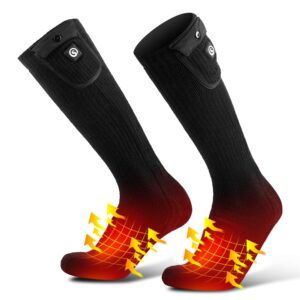 heated socks for men women, savior heat electric rechargeable battery thick long ski socks for winter cold weather hunting hiking camping skating motorcycle cycling fishing