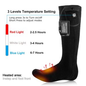 Heated Socks for Men Women, SAVIOR HEAT Electric Rechargeable Battery Thick Long Ski Socks for Winter Cold Weather Hunting Hiking Camping Skating Motorcycle Cycling Fishing