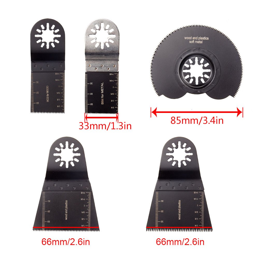 5 PCS Metal/Wood Universal Quick Release Oscillating Saw Blades, CBTONE Mixed Multitool Saw Blade Set oscillating Tool Blade for Dewalt, Fein Multimaster, Black & Decker,Bosch Craftsman and More