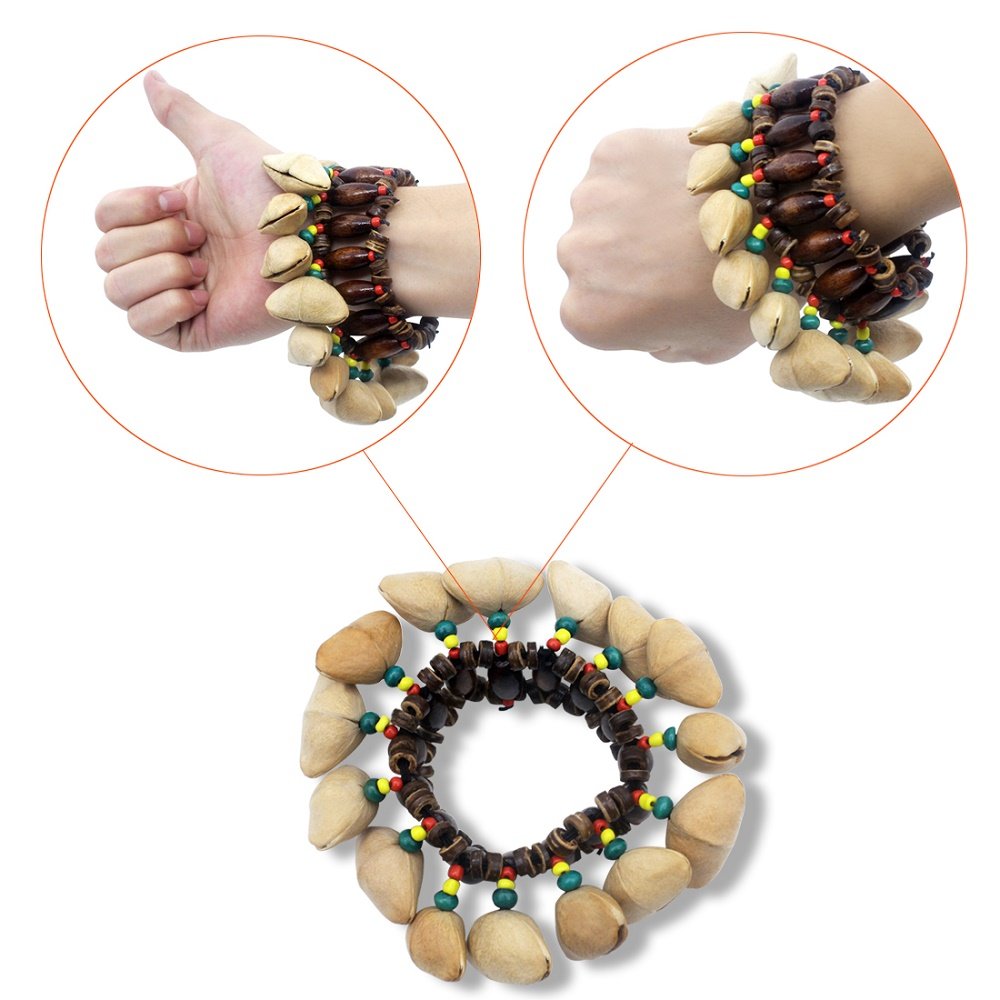 Mowind African Tribal Style Nuts Shell Bracelet Dora Nut Handbell Percussion Accessories