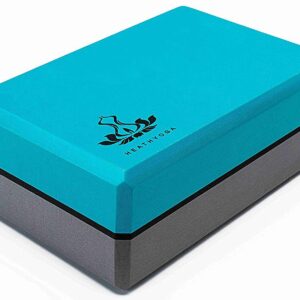 Heathyoga Yoga Blocks 2 Pack with Strap, High Density EVA Foam Yoga Block and Yoga Strap Set to Support and Improve Poses and Flexibility (Turquoise)