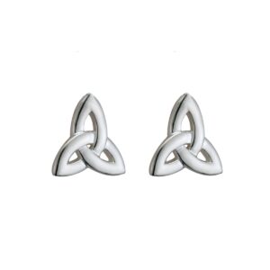 biddy murphy, traditional irish trinity knot earrings for women, 925 sterling silver stud, classic celtic jewelry made in ireland by artisan jewelers, 3/8" inch