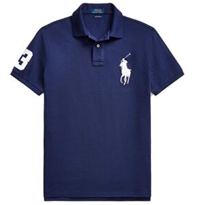 polo ralph lauren mens big pony custom-fit blue polo shirt,navy blue, medium