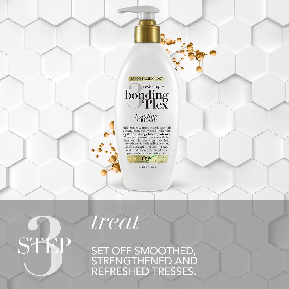 OGX Restoring + Bonding Plex Salon Technology Bonding Cream Leave-in Treatment, 6 Ounce, 177 fl oz.