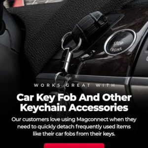 KeySmart MagConnect Magnetic Key Holder for Purse, Key Chains for Car Keys - Detachable Key Ring Quick Release Keychain for Men - Mens Key Chain Rings Heavy Duty Key Ring - Black EDC (3-Pack)