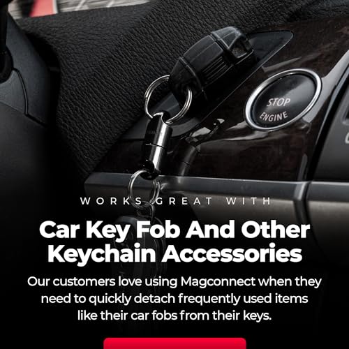 KeySmart MagConnect Magnetic Key Holder for Purse, Key Chains for Car Keys - Detachable Key Ring Quick Release Keychain for Men - Mens Key Chain Rings Heavy Duty Key Ring - Black EDC (3-Pack)