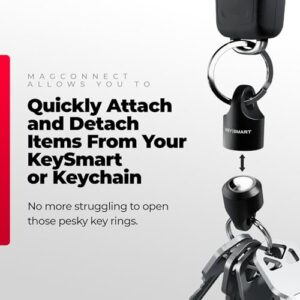 KeySmart MagConnect Magnetic Key Holder for Purse, Key Chains for Car Keys - Detachable Key Ring Quick Release Keychain for Men - Mens Key Chain Rings Heavy Duty Key Ring - Black EDC (3-Pack)