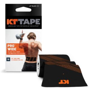 kt tape, pro synthetic kinesiology athletic tape, 10 count, 10” precut wide strips